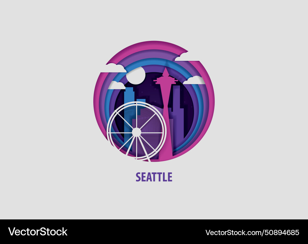 Creative paper cut layer craft seattle origami Vector Image
