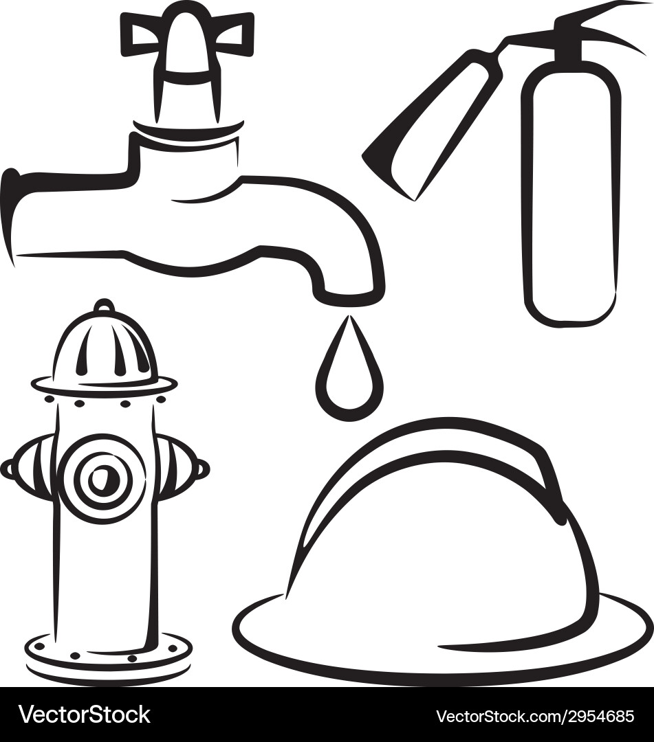 Fire safety items Royalty Free Vector Image - VectorStock