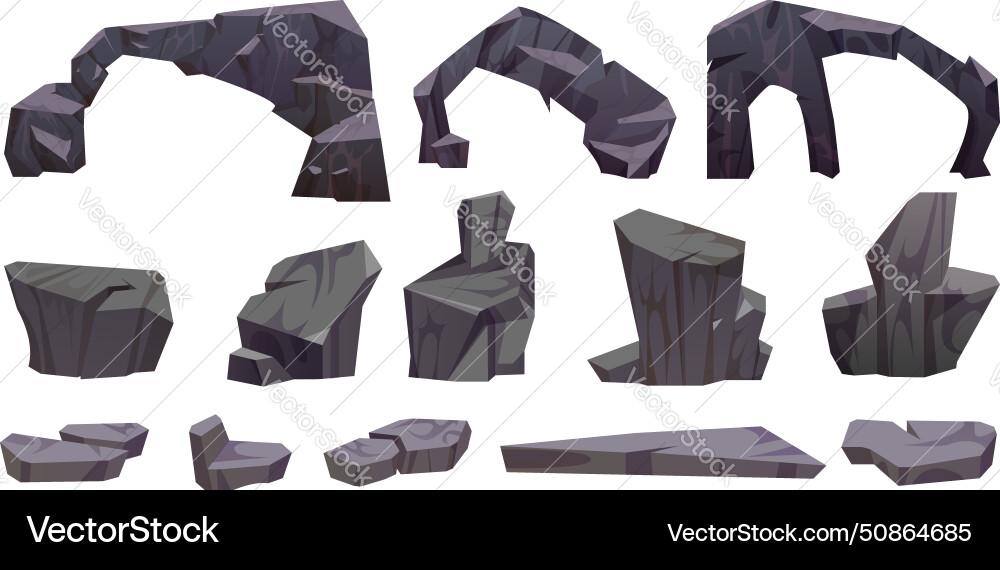 Gravel boulder and rock stone icon with texture Vector Image