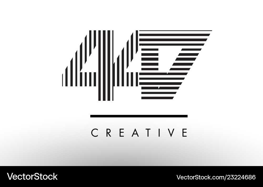 447 black and white lines number logo design Vector Image