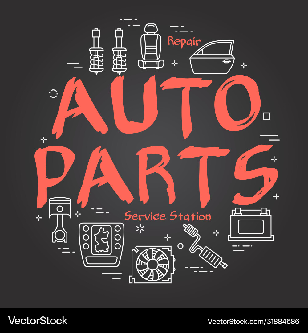 Auto Parts Banner - Round Concept Royalty Free Vector Image