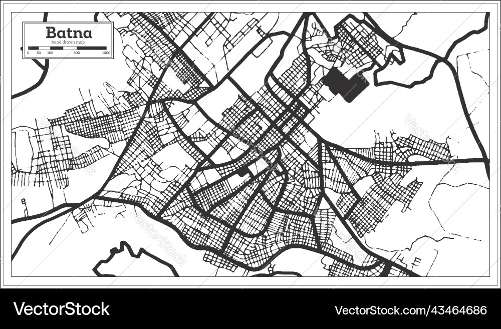 Batna algeria city map in retro style black Vector Image
