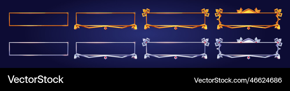 Cartoon set of medieval frames for game ui design Vector Image