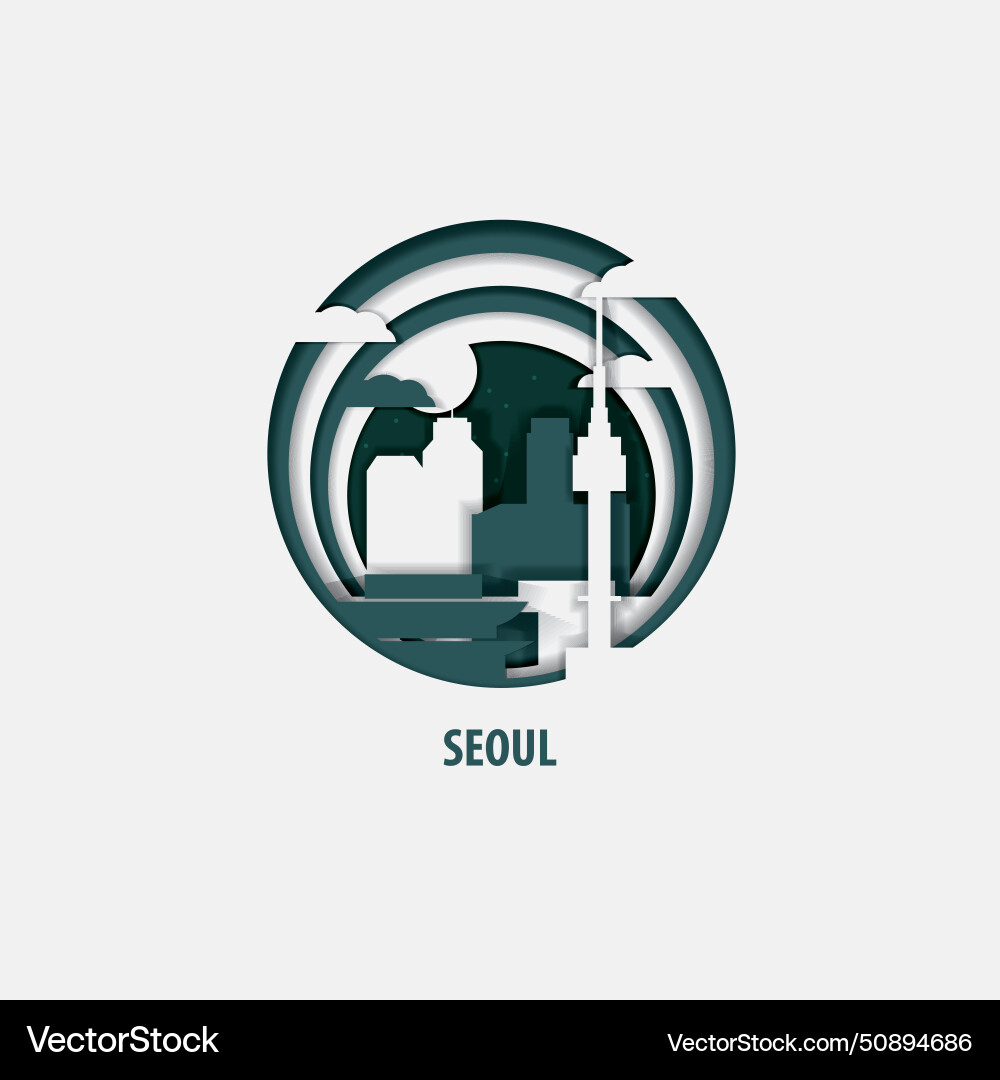 Creative paper cut layer craft seoul origami Vector Image
