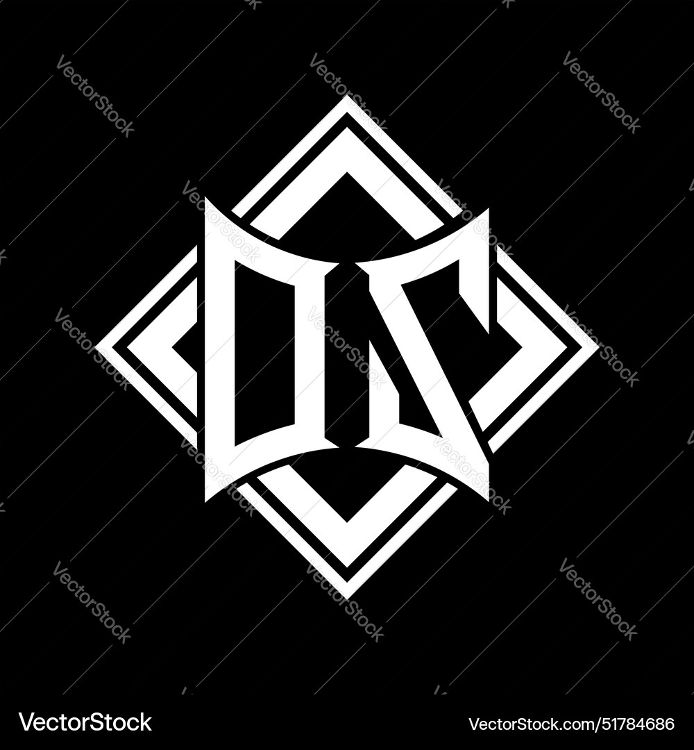 Dz letter logo abstract shield shape with square Vector Image