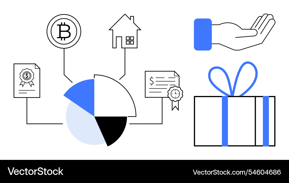 Financial asset distribution with pie chart Vector Image