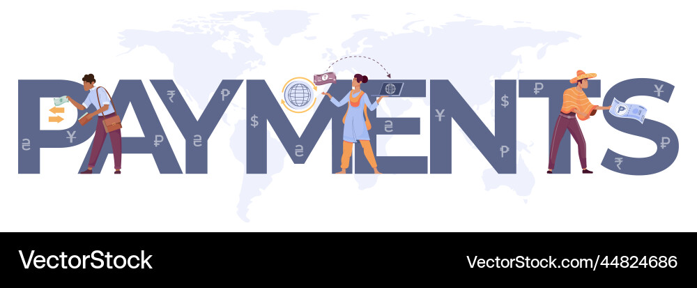 International payments text concept Royalty Free Vector