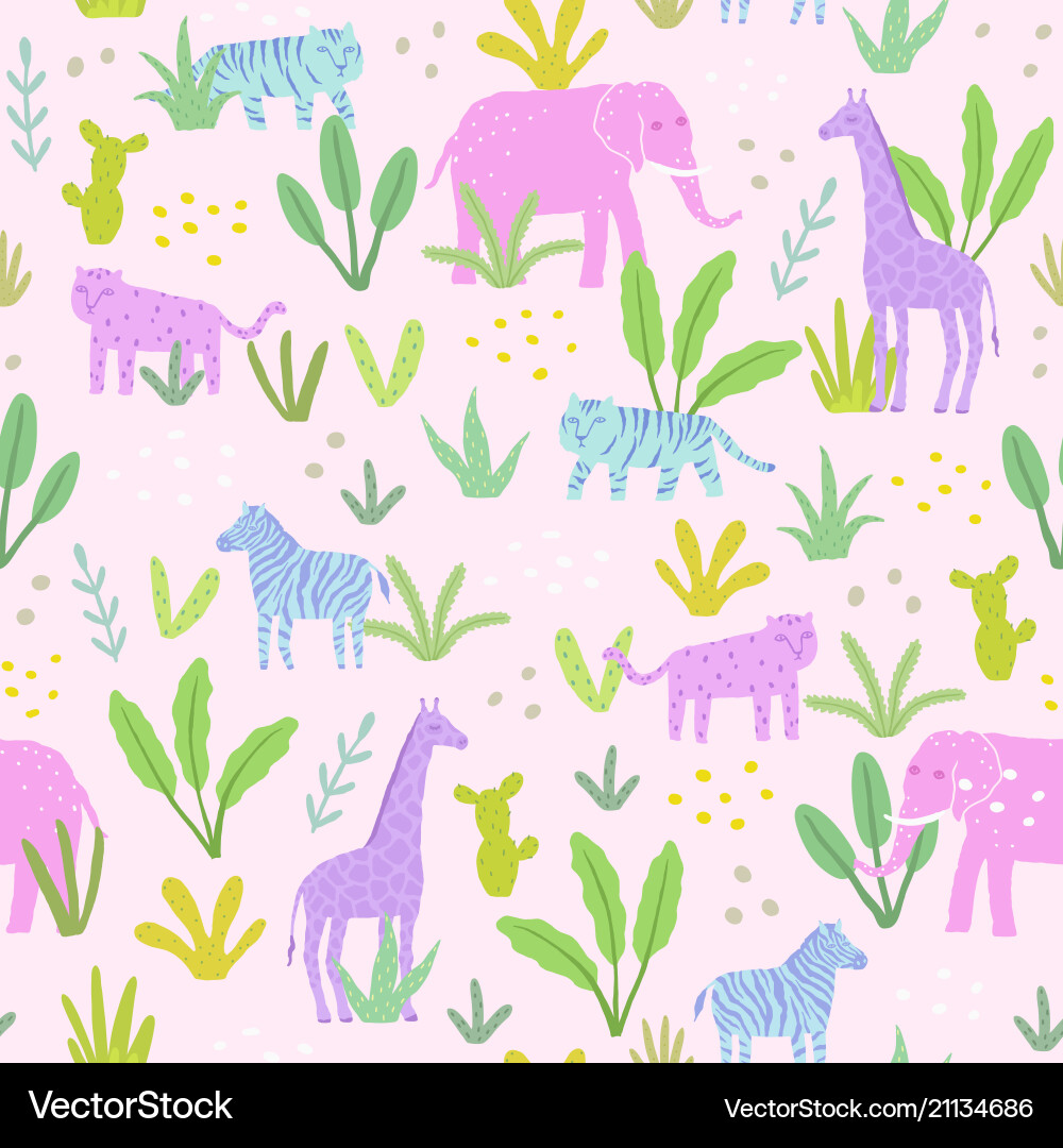 Jungle Animals Pattern Royalty Free Vector Image