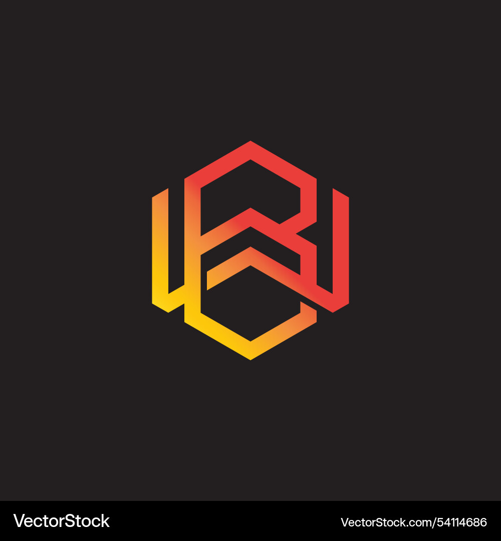 Letter overlapping gradient hexagonal logo Vector Image