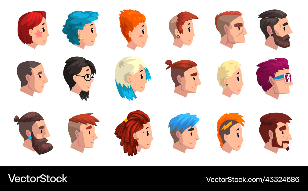 People head turned sideways with different Vector Image
