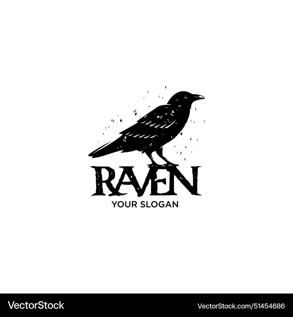 Raven silhouette logo Royalty Free Vector Image