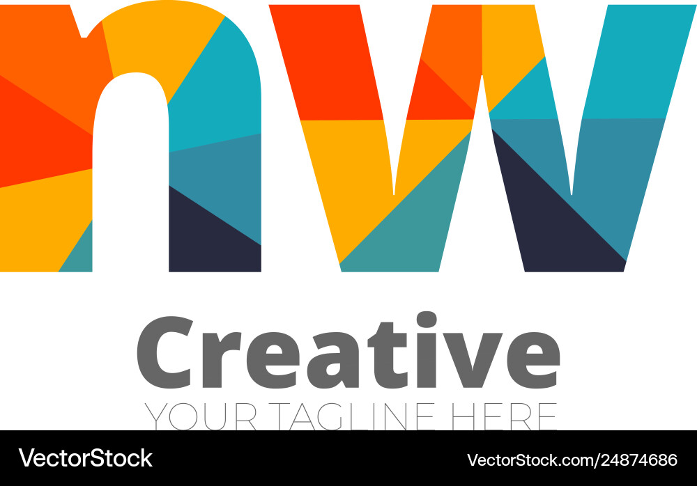 Rounded Letter NW Logo - Modern Initial Royalty Free Vector
