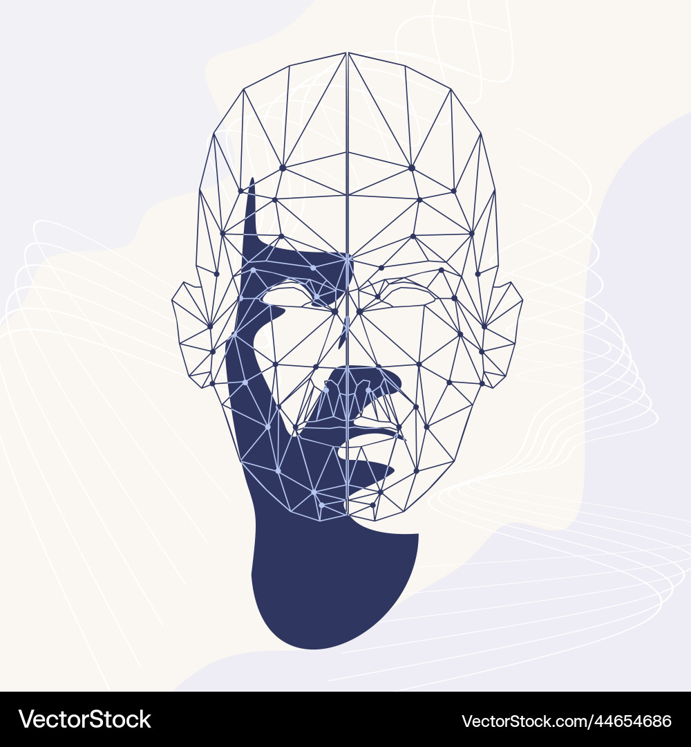Wireframe mesh head shape consisting of connected Vector Image