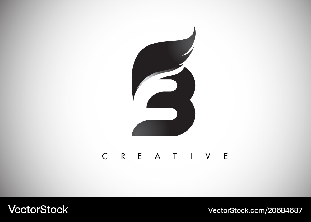 B letter wings logo design with black bird fly Vector Image