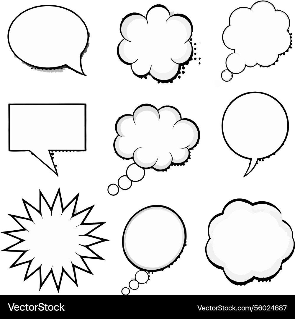 Collection of nine different comic book style Vector Image