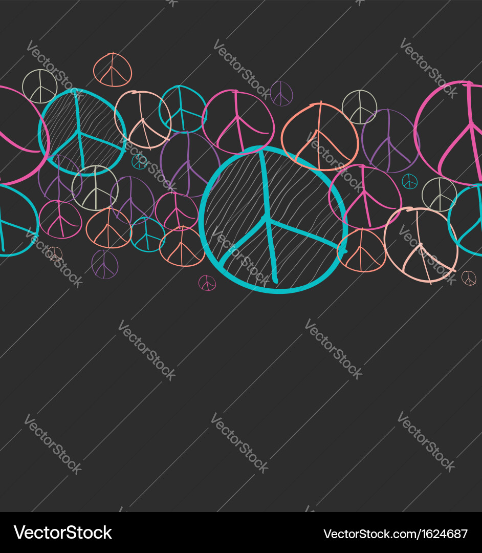 Doodle peace symbol seamless pattern background Vector Image