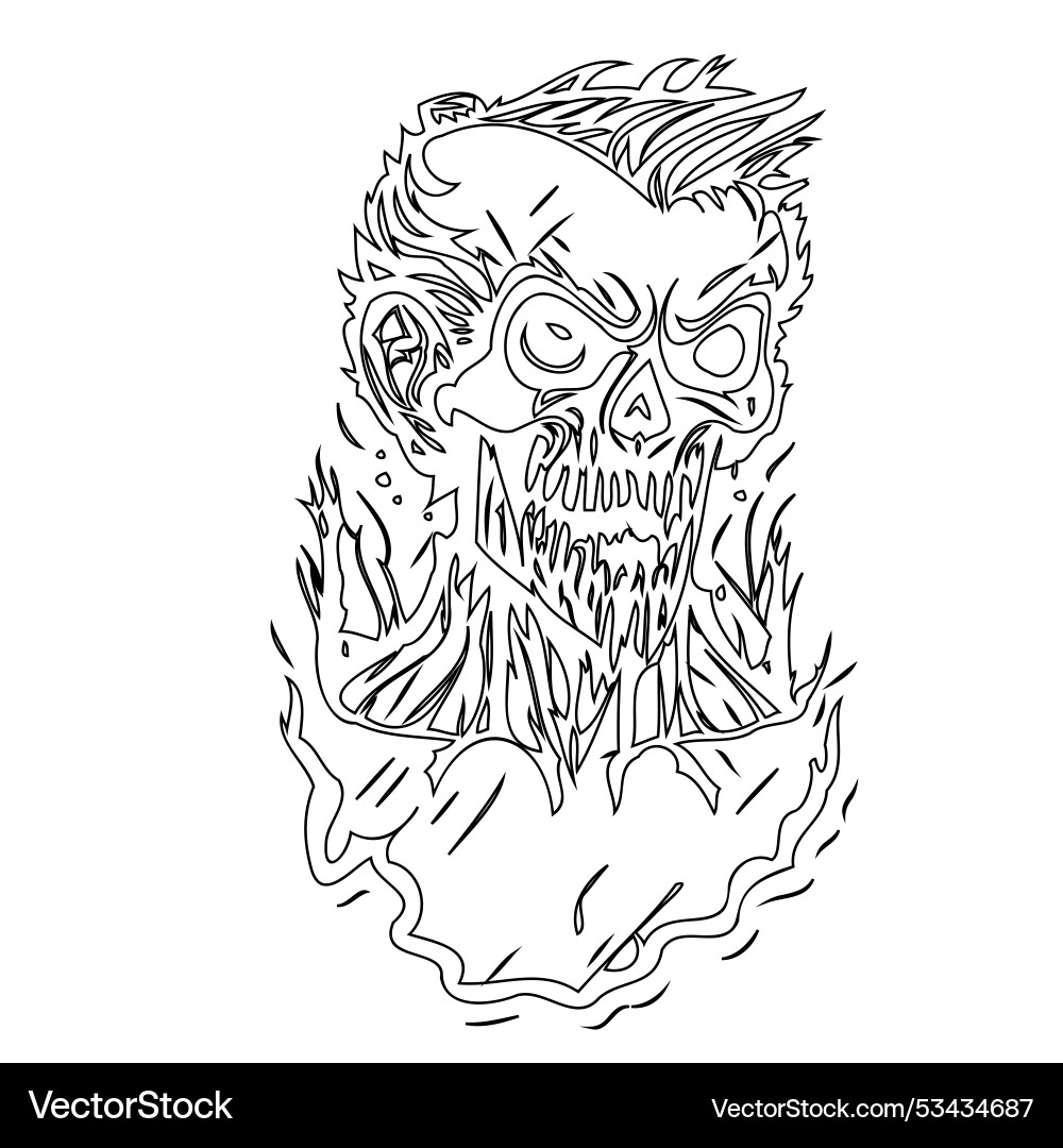Zombie outline sketch Royalty Free Vector Image