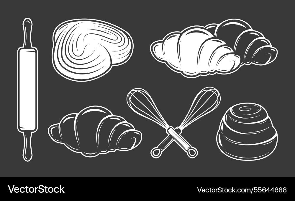 Bakery rolling pin icon isolated on black Vector Image