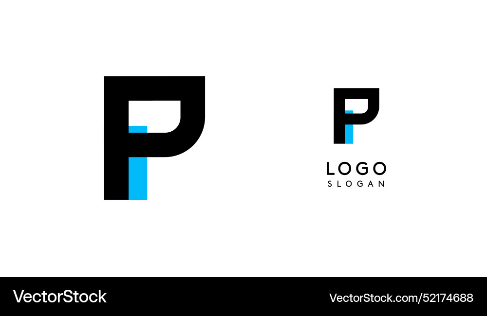 Bauhaus flat unique letter p color logo Royalty Free Vector