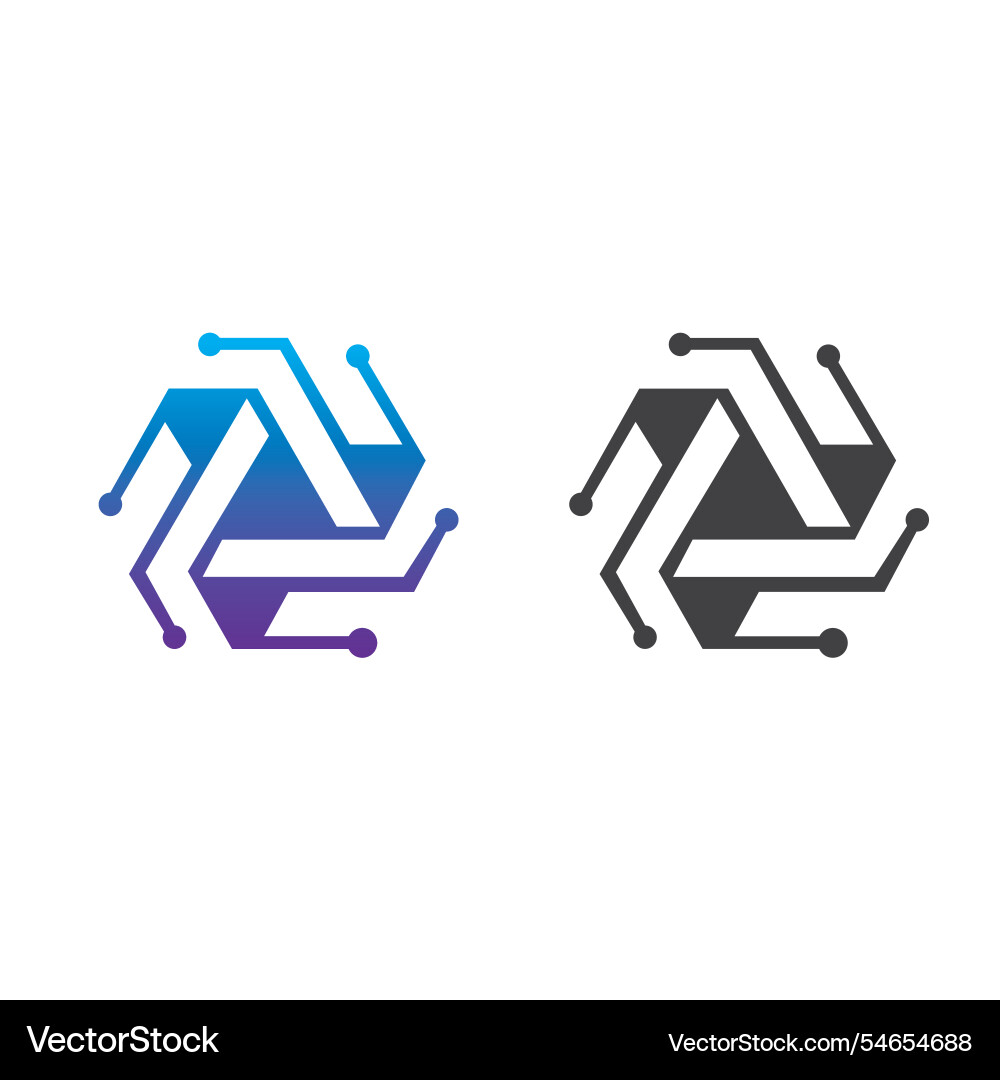 Blue tech triangle logo abstract shield Royalty Free Vector