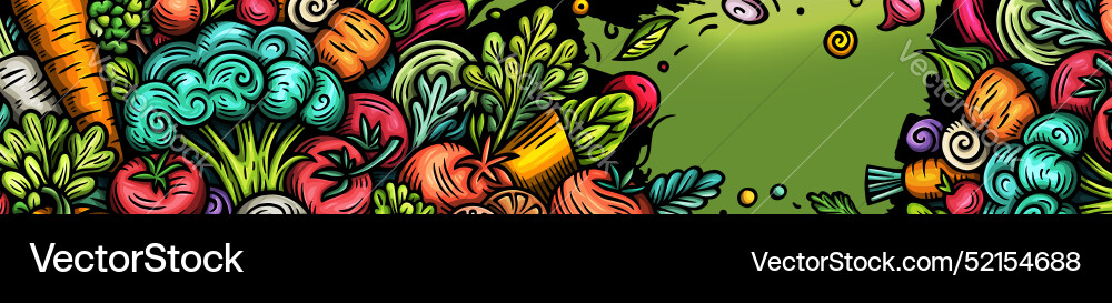 Cartoon doodle vegetables banner background Vector Image