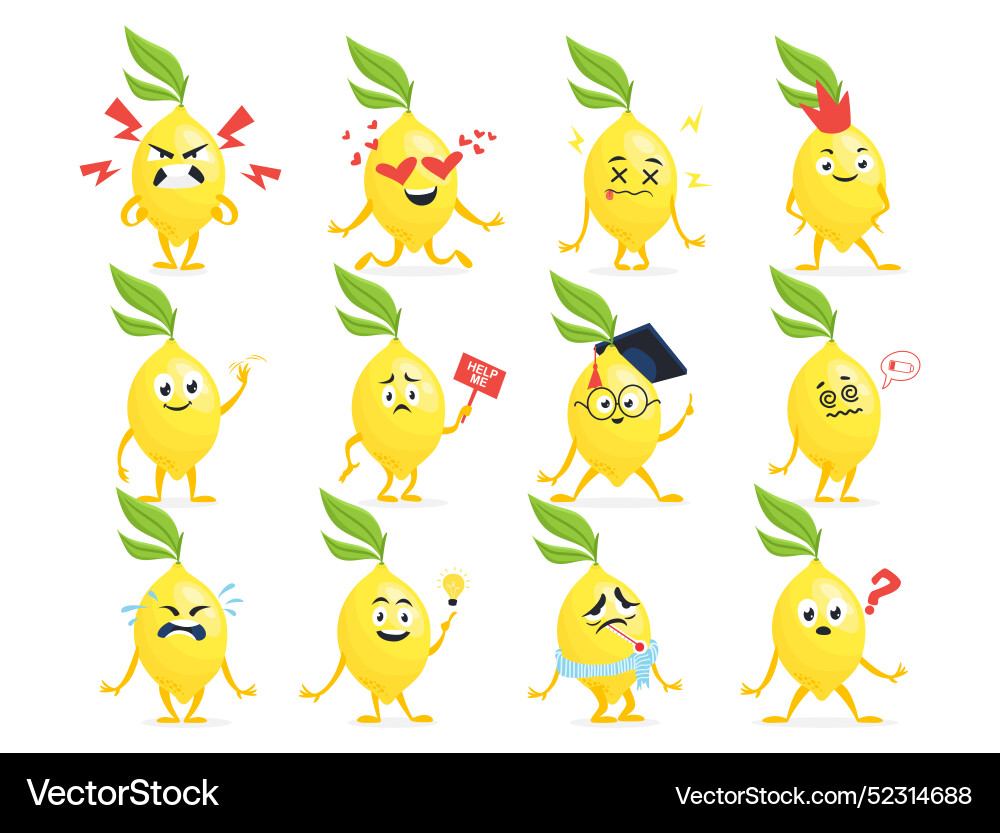 Sad Lemon Cartoon Character Vector Images (over 230)