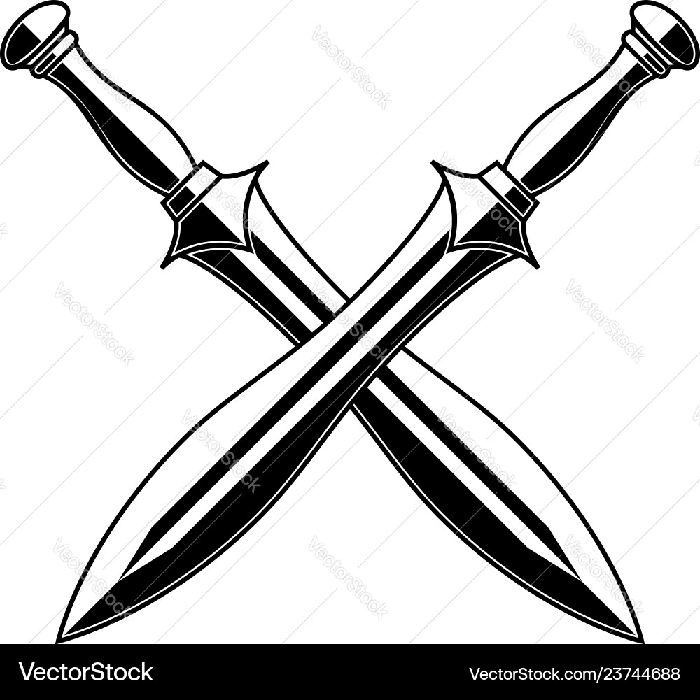 Crossed medieval swords on white background Vector Image