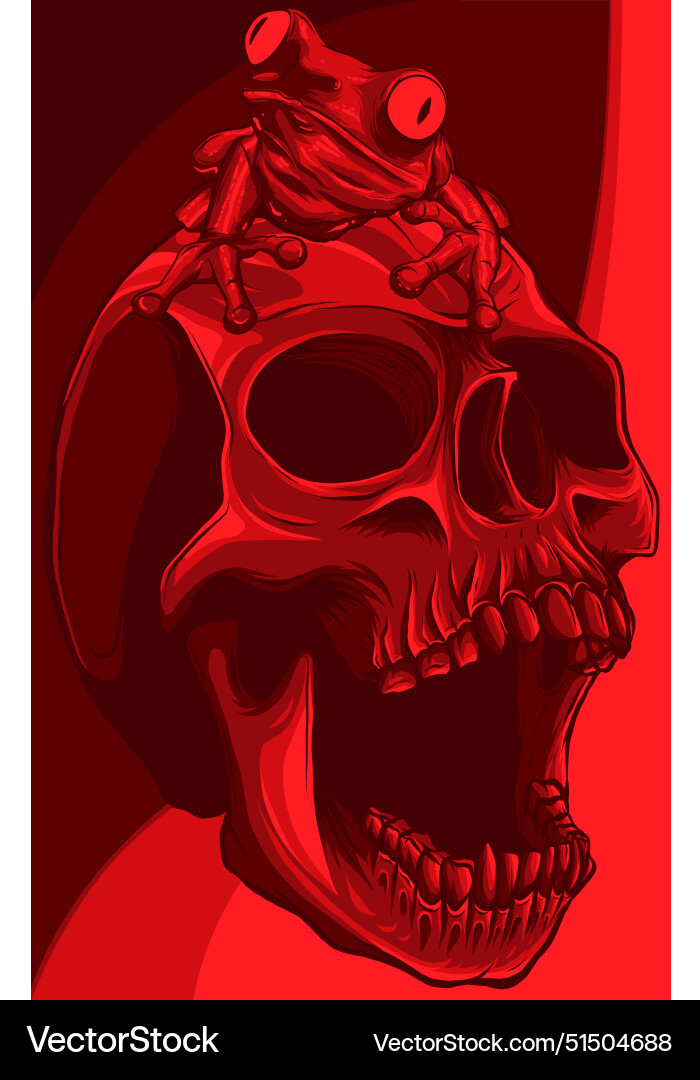 Frog on human skull design Royalty Free Vector Image