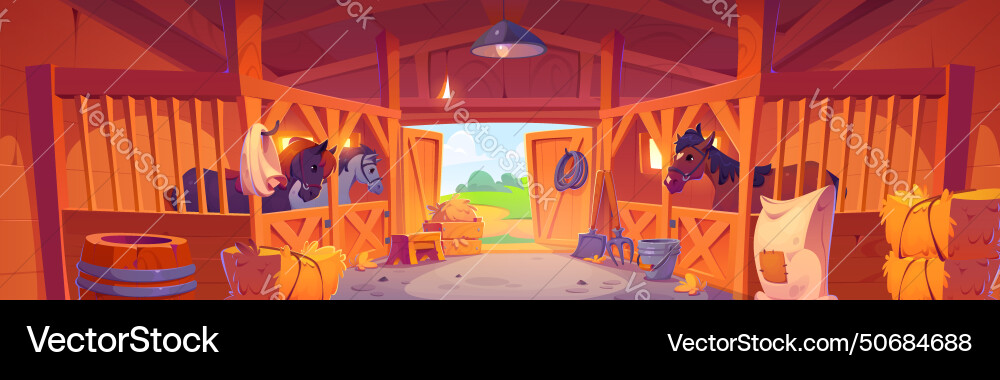 Horse stable interior design Royalty Free Vector Image