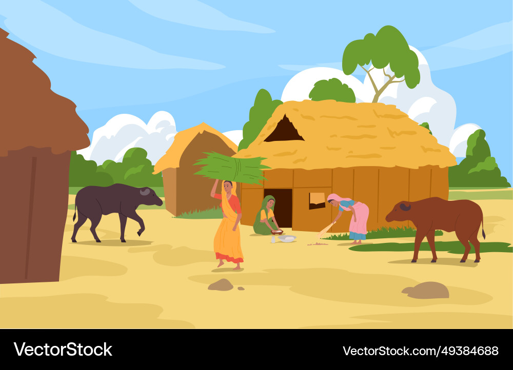 Indian rural landscape Royalty Free Vector Image