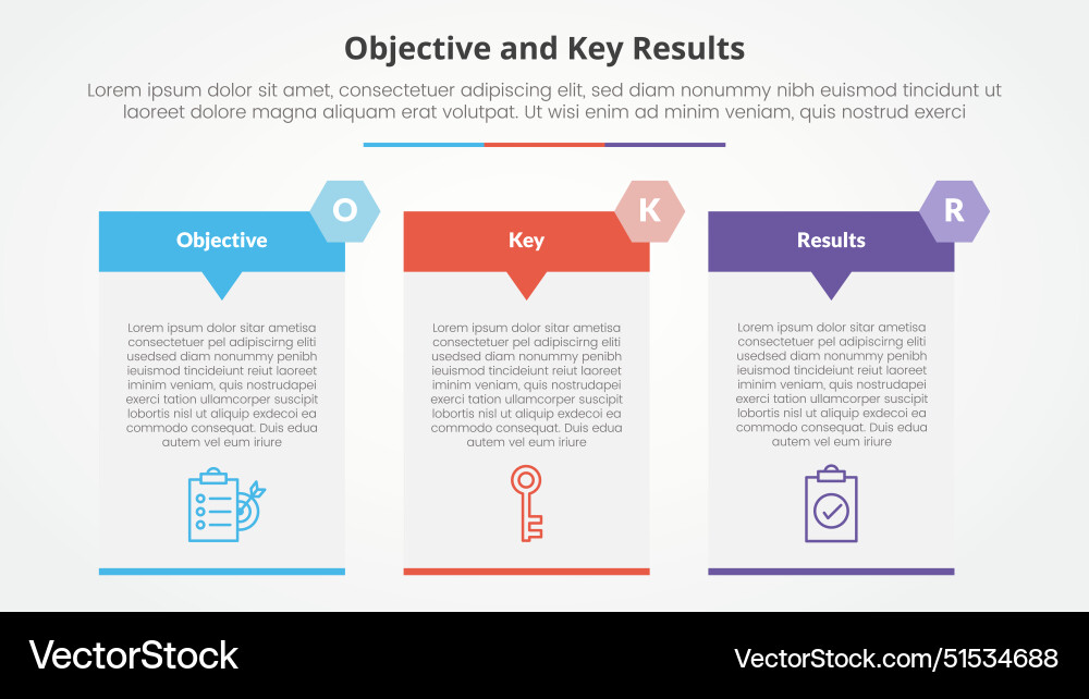 Okr objectives and key results framework Vector Image