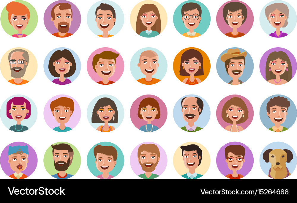 People icons set avatar profile diverse faces Vector Image