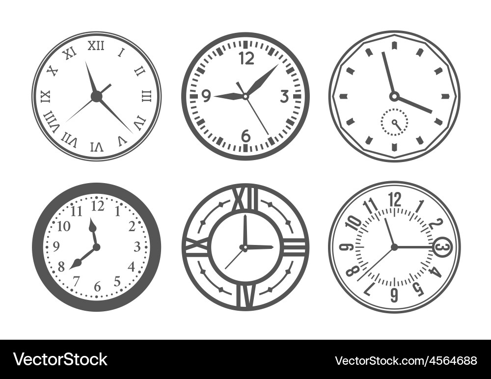 Wall clock set Royalty Free Vector Image - VectorStock