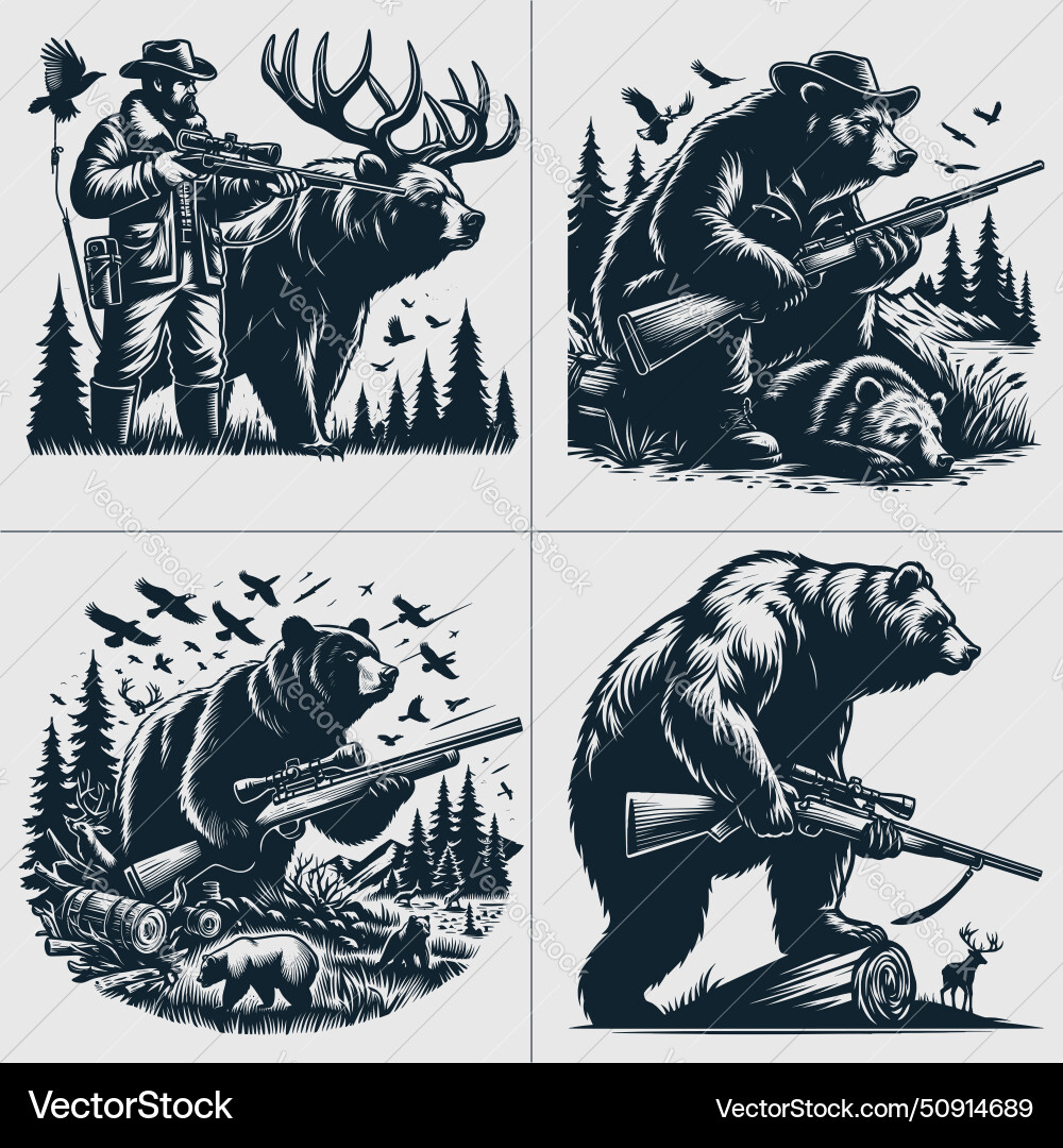 Bear hunting wild bear hunting hunting v Vector Image