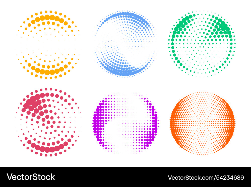 Colorful Halftone Circle Patterns Royalty Free Vector Image