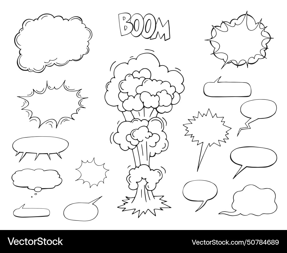 Empty comic bubbles and elements cartoon pop art Vector Image