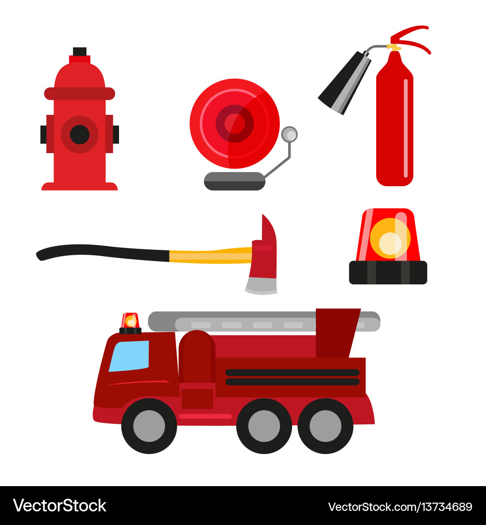 Fire safety icons set isolated on white background