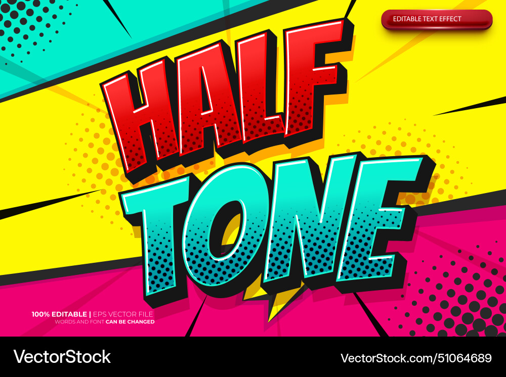 Halftone retro comic text effect Royalty Free Vector Image