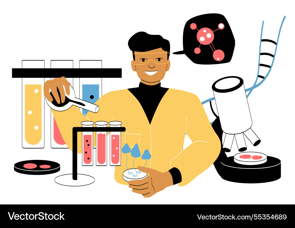 Man studying soil young guy conducts scientific Vector Image
