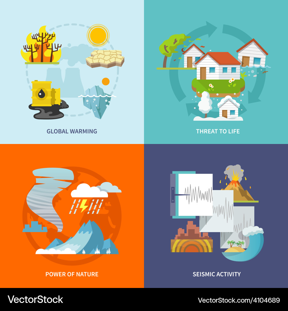 Natural disaster flat Royalty Free Vector Image