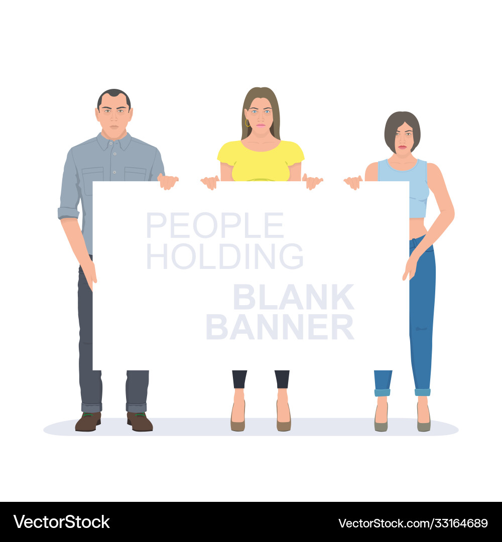 People with banner Royalty Free Vector Image - VectorStock