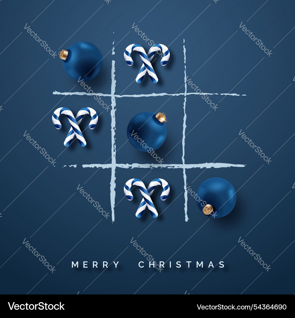 Christmas themed tic tac toe game with blue Vector Image