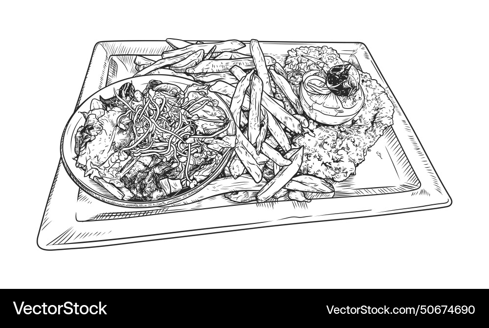 Delicious fish and chips Royalty Free Vector Image