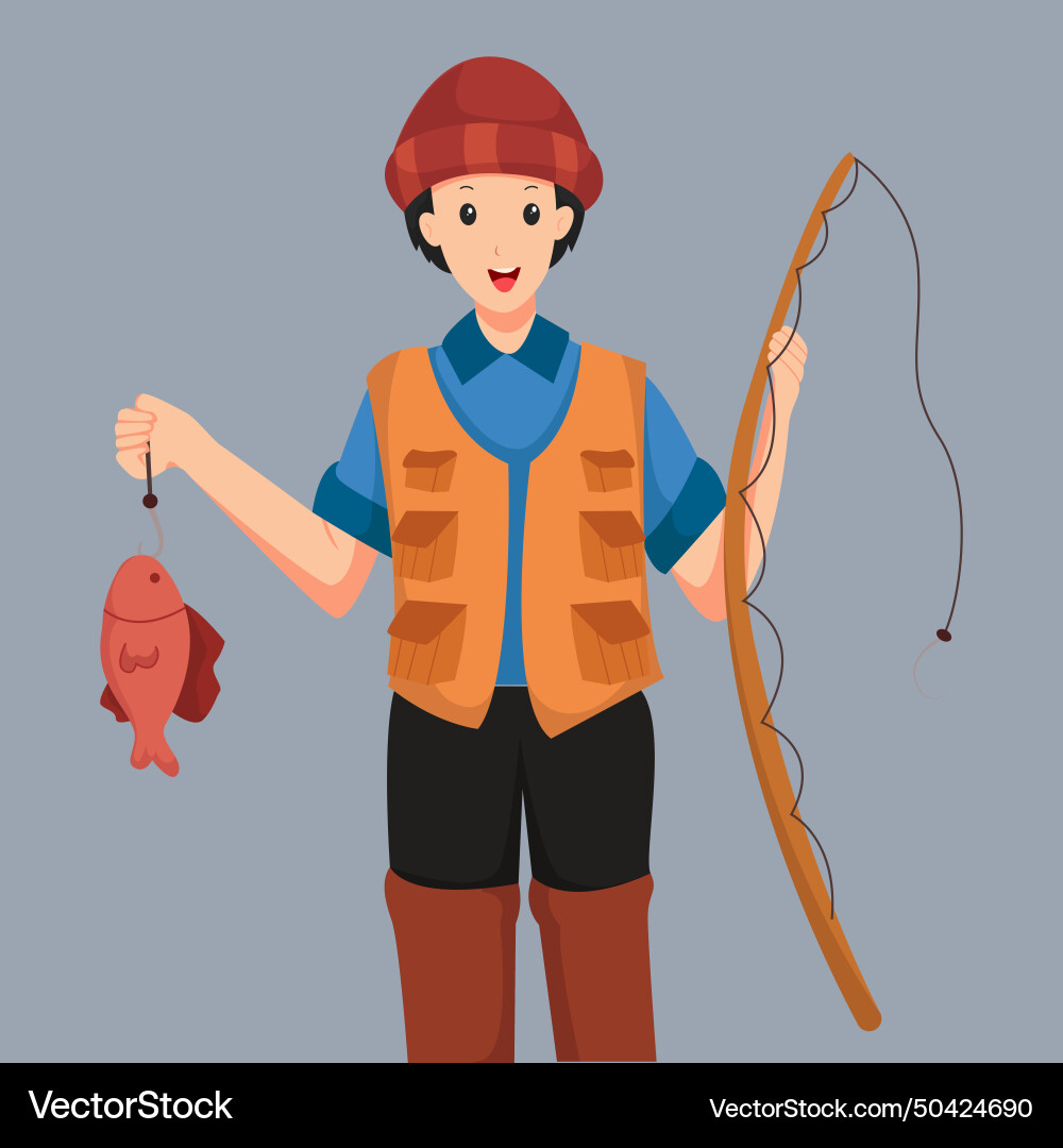 Fisherman character design Royalty Free Vector Image