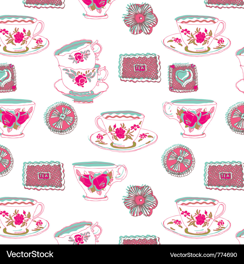 Floral Tea Cup Pattern Royalty Free Vector Image