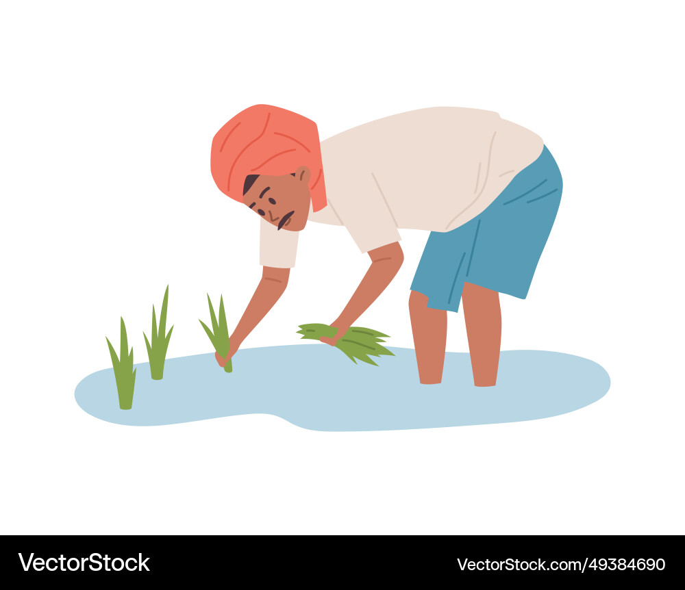 Indian farmer man working in the field Royalty Free Vector