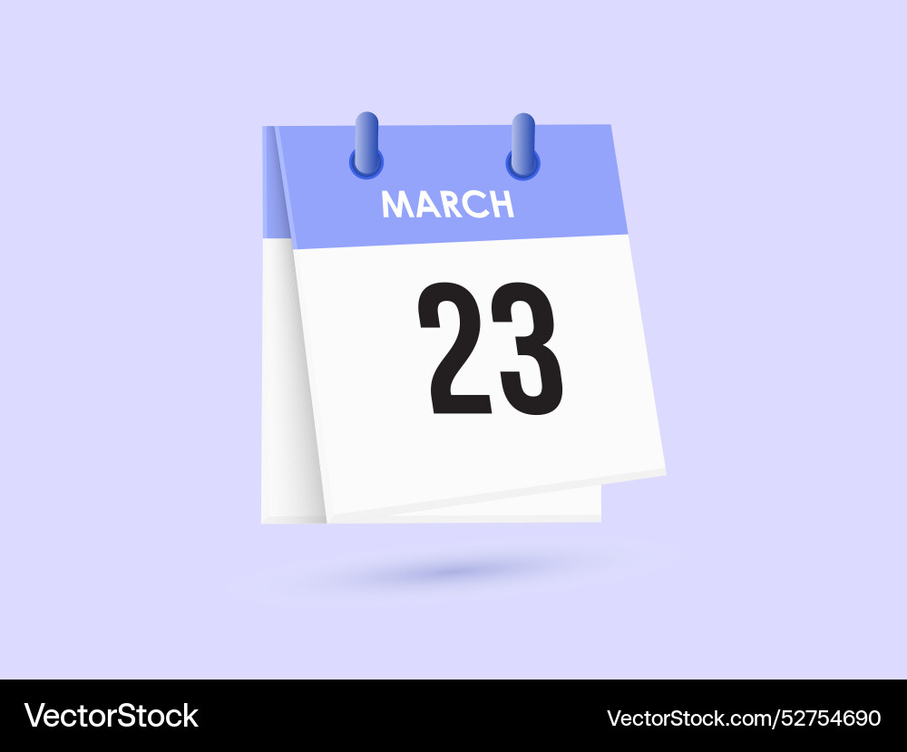 March 23 - calendar and time planner daily Vector Image