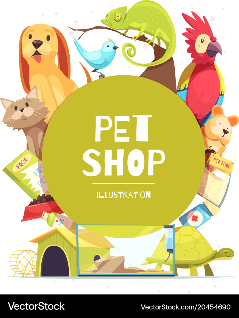 Pet shop frame background Royalty Free Vector Image