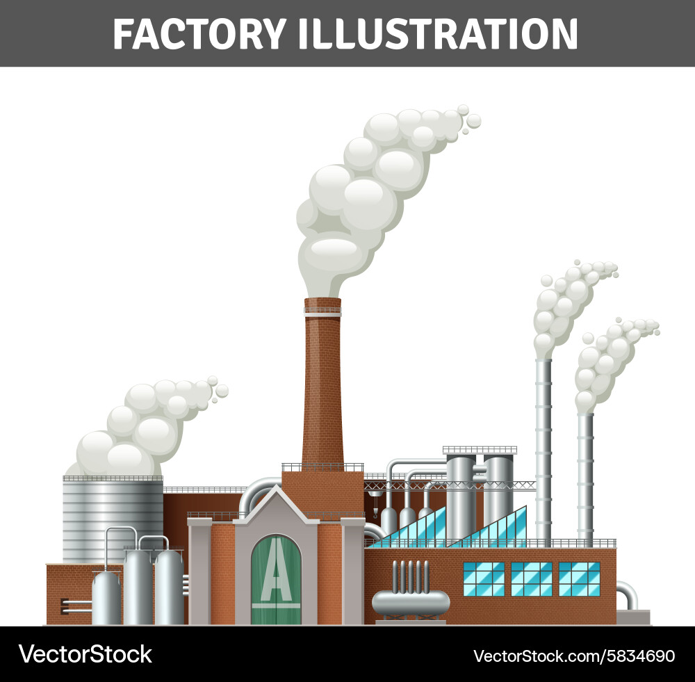 Realistic factory Royalty Free Vector Image - VectorStock