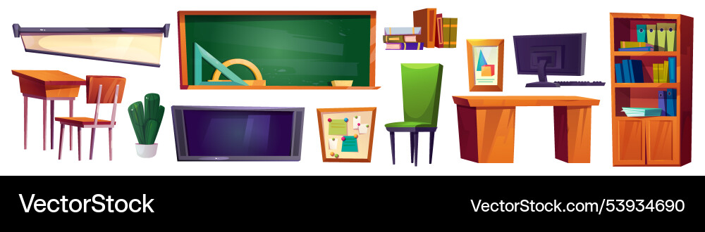 School classroom furniture set Royalty Free Vector Image